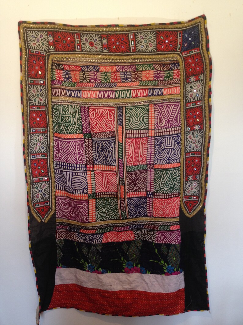 Vintage Indian Embroidered Mirrorwork Wall Hanging Made by Rabari ...