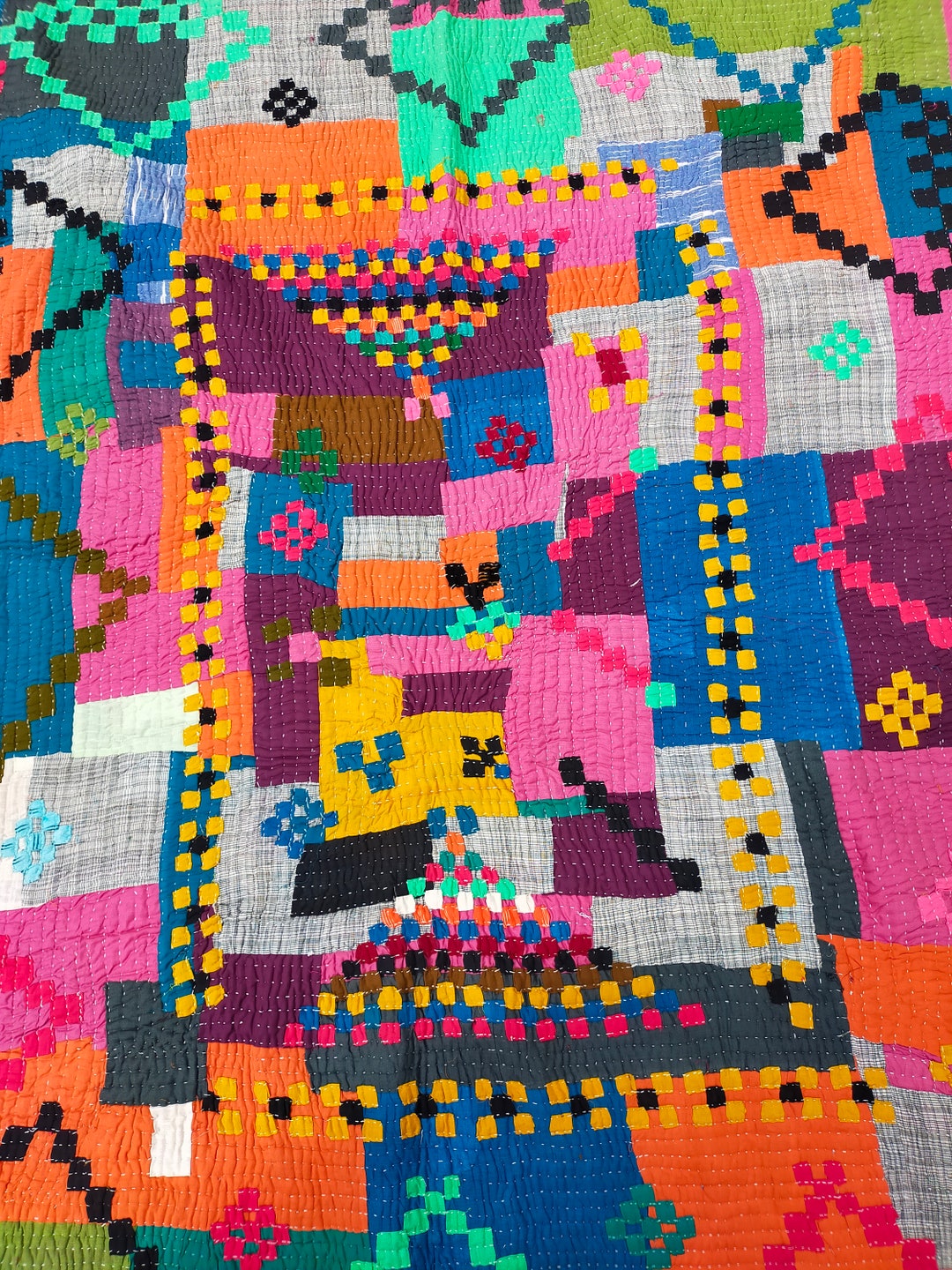 Siddi Tribal Patchwork Kawandi Quilted Kantha Blanket From India - Etsy