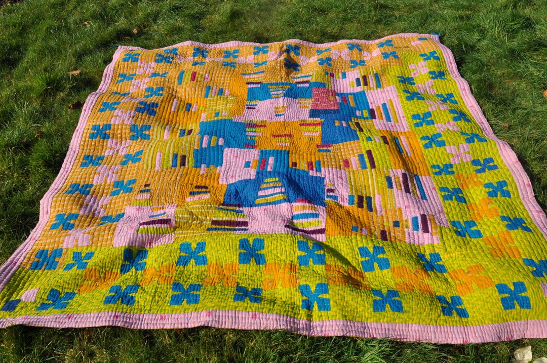 Authentic Siddi Kawandi Quilt | Hand-stitched Indian Patchwork Blanket ...