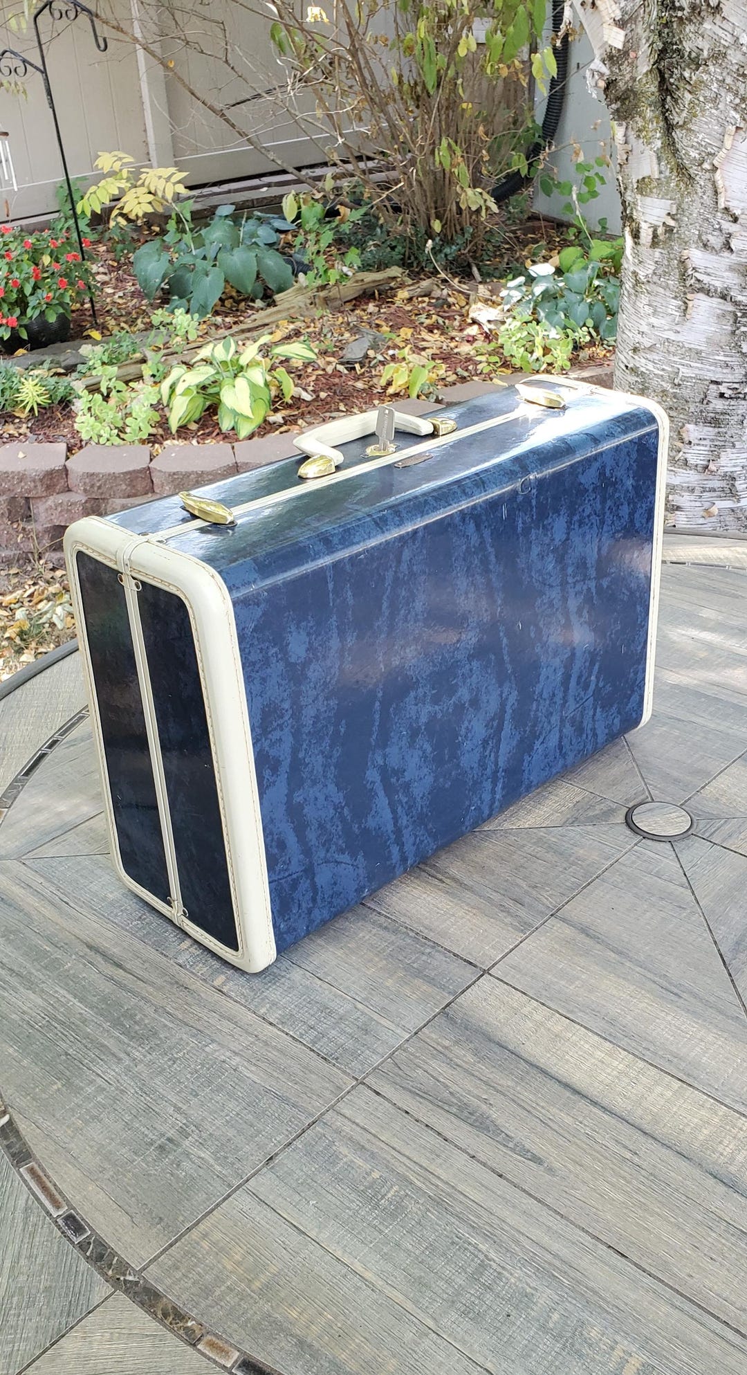 Vintage Samsonite Suitcase, Blue and White Samsonite, Model 4721 ...