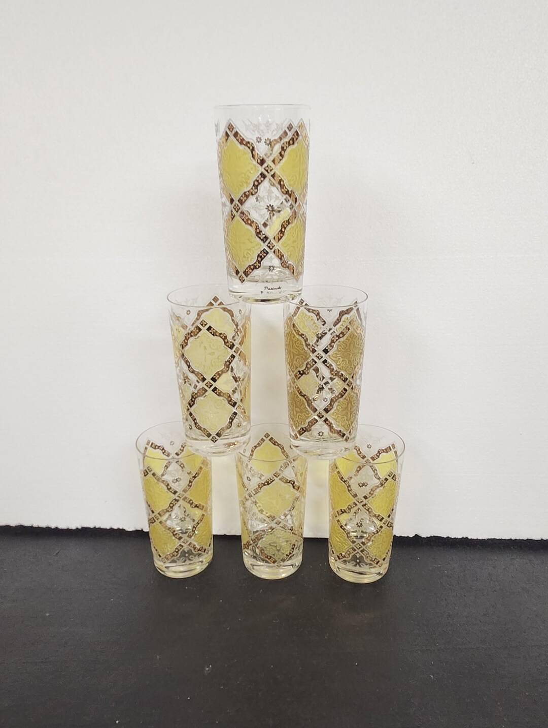 Vintage Pasinski Gold Trimmed High Ball Glasses, Gold Trimmed Glasses ...
