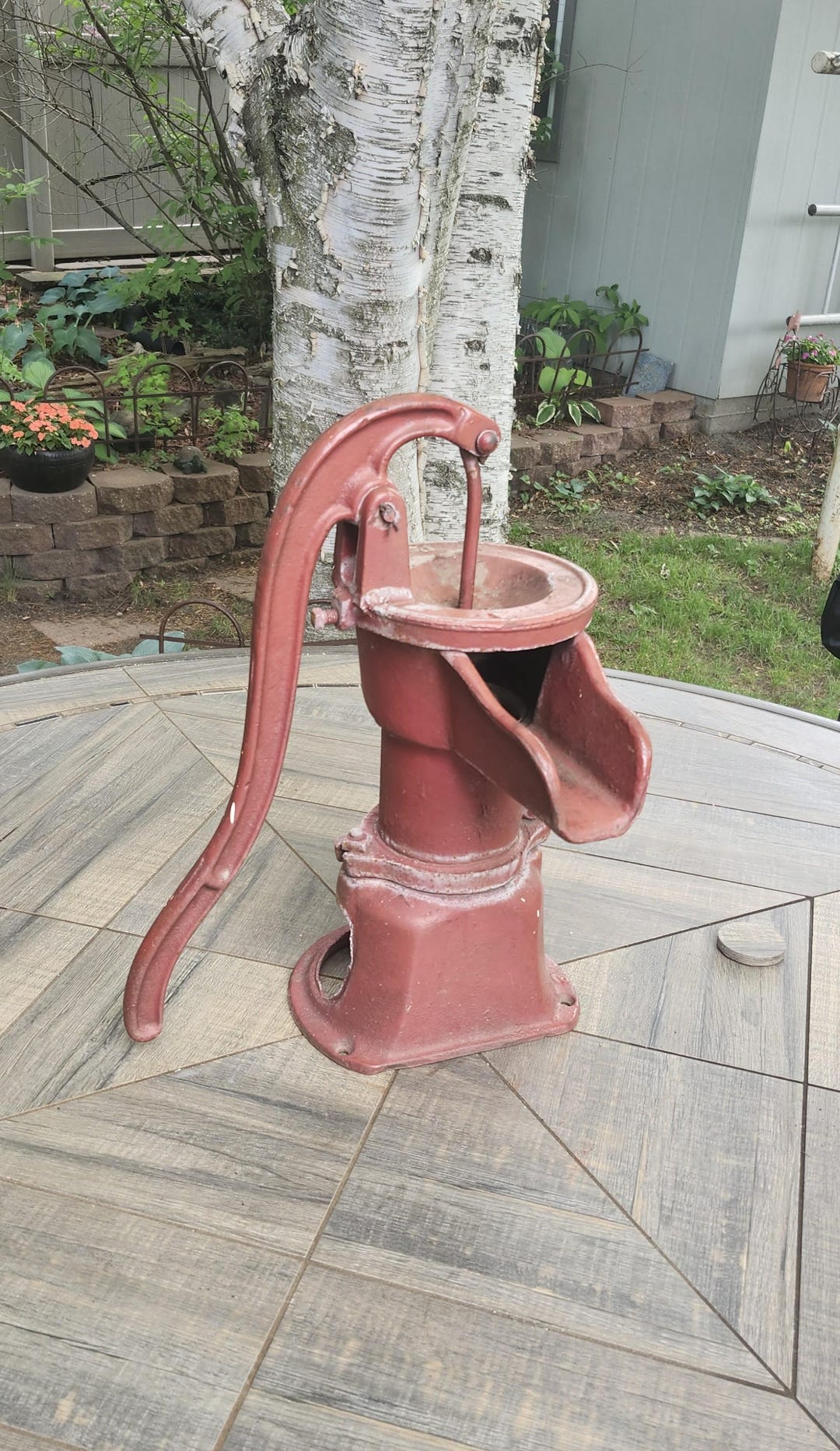 Water Pump, Red Farm House Water Pump, Cistern, Kitchen Water Pump ...