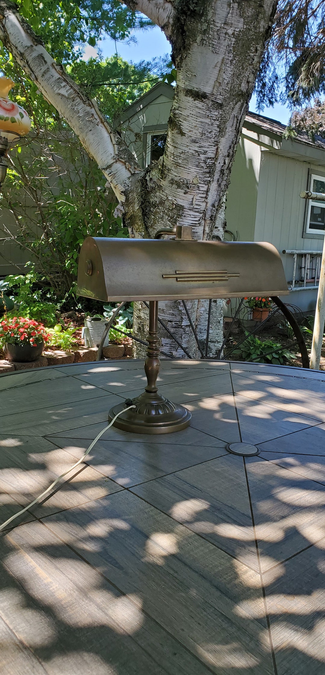 Vintage Cast and Brass Bankers Light, Vintage Cast and Brass Desk Light ...