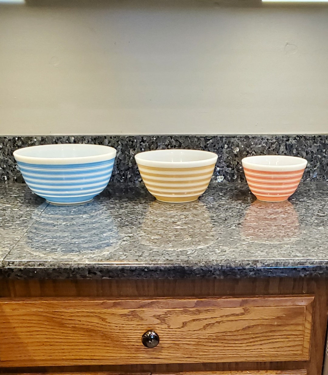 Pyrex Rainbow Striped Set of 3 Mixing Bowls, Mixing Bowls, Pyrex ...