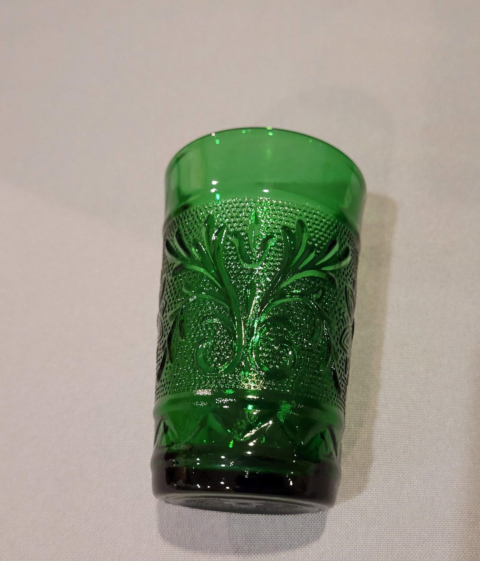 Oatmeal Glass, Sandwich Glass, Set of 8 Juice Glasses, Green Oatmeal ...