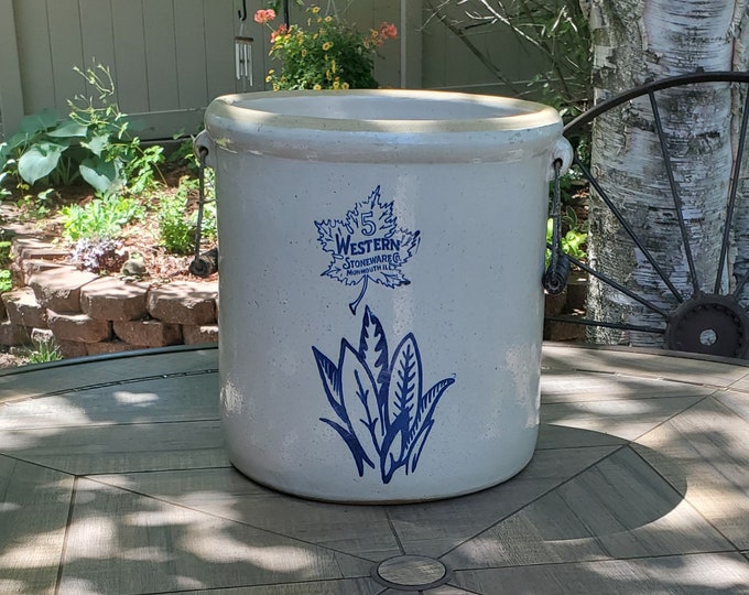 Western Stoneware 5 Gallon Crock, Western Multi Leaf Crock, Monmouth ...