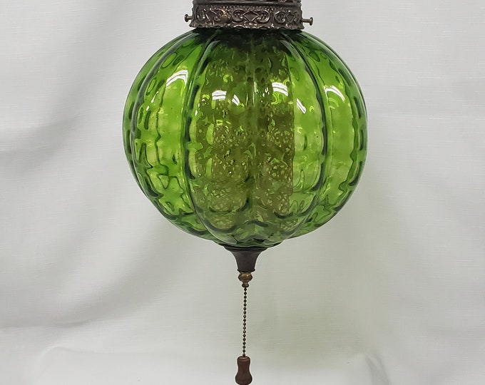 MCM Swag Light, Green Swag Light, Green "pumpkin" Light, Green Pendant ...