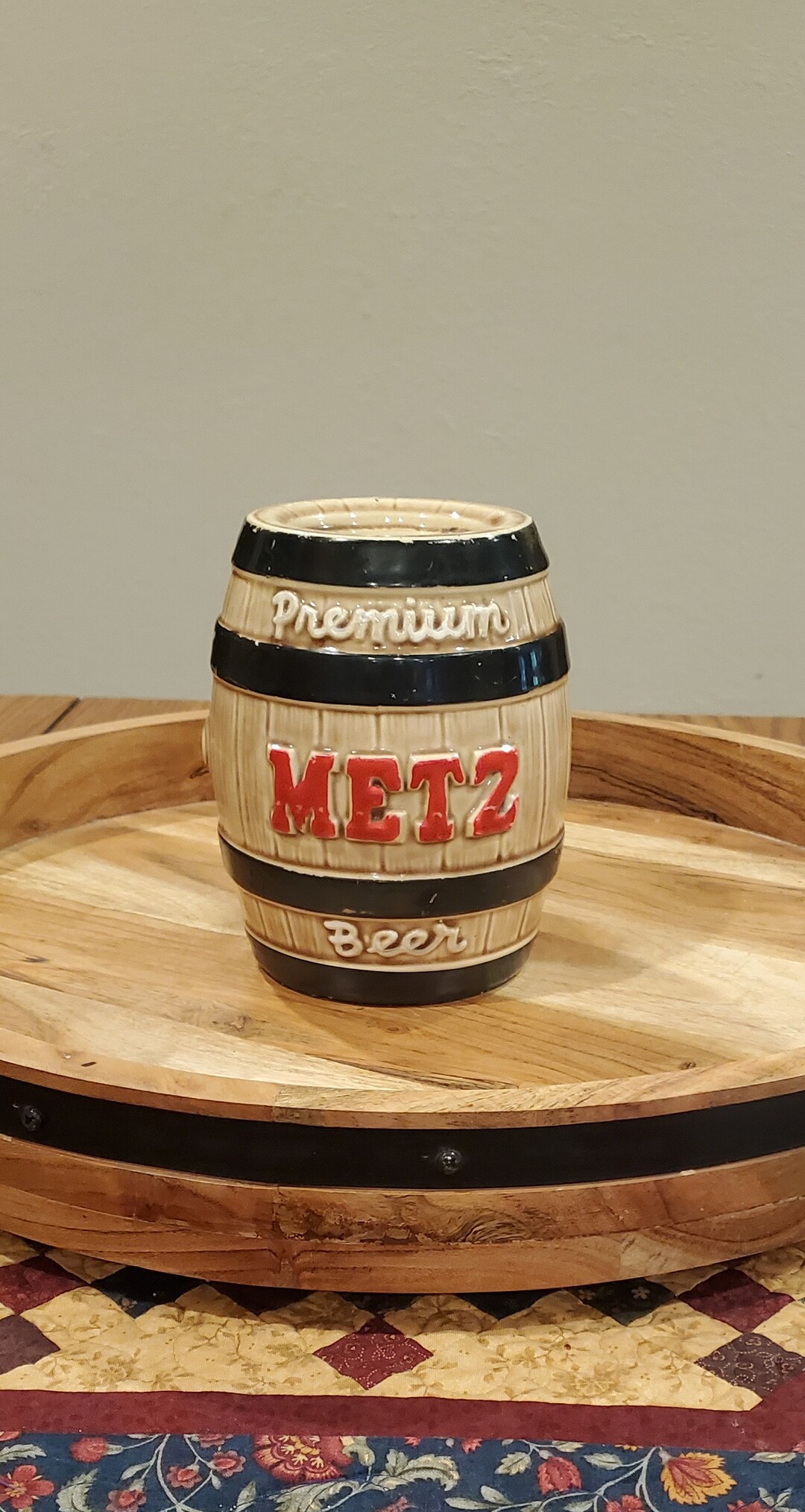 Metz Premium Beer Barrel Bank, Stoneware Bank, Collectible Bank, Beer ...