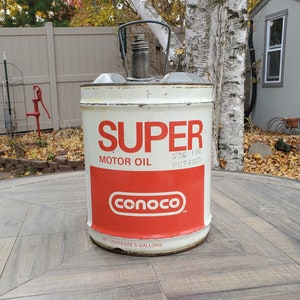 Conoco Oil Can, Conoco Super Motor Oil 5 Gallon Can, Vintage Conoco Oil ...
