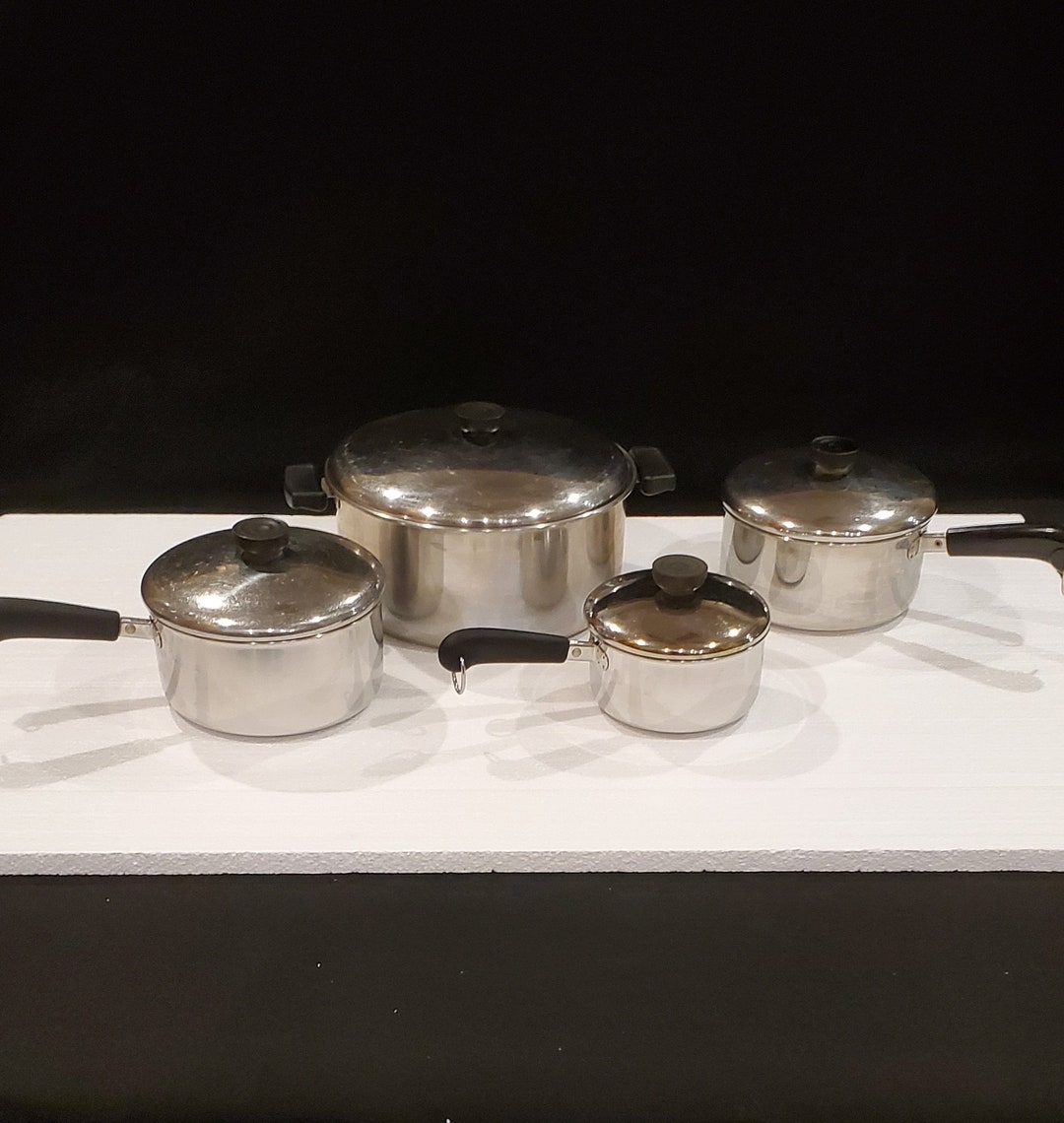 Revere Ware Steel Bottom 1801 Pots and Pans, 10 Piece Set, Sauce Pans ...