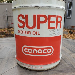 Conoco Oil Can, Conoco Super Motor Oil 5 Gallon Can, Vintage Conoco Oil ...