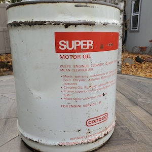 Conoco Oil Can, Conoco Super Motor Oil 5 Gallon Can, Vintage Conoco Oil ...