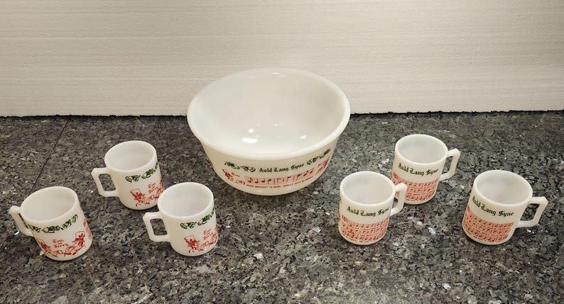 Vintage 7 Piece Set of Tom and Jerry Drink Set, Auld Lang Syne, Hazel ...