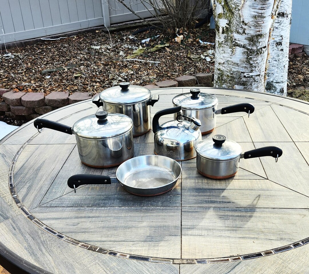 Revere Ware 10 Piece Set of Copper Clad Pans, 1801, Set of 4 Pans With ...