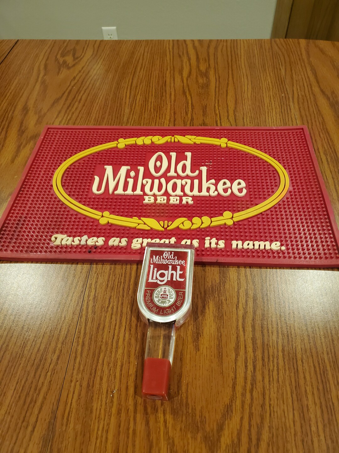 Beer Tapper, Bar Mat, Old Milwaukee Light Beer Tapper and Bar Mat ...