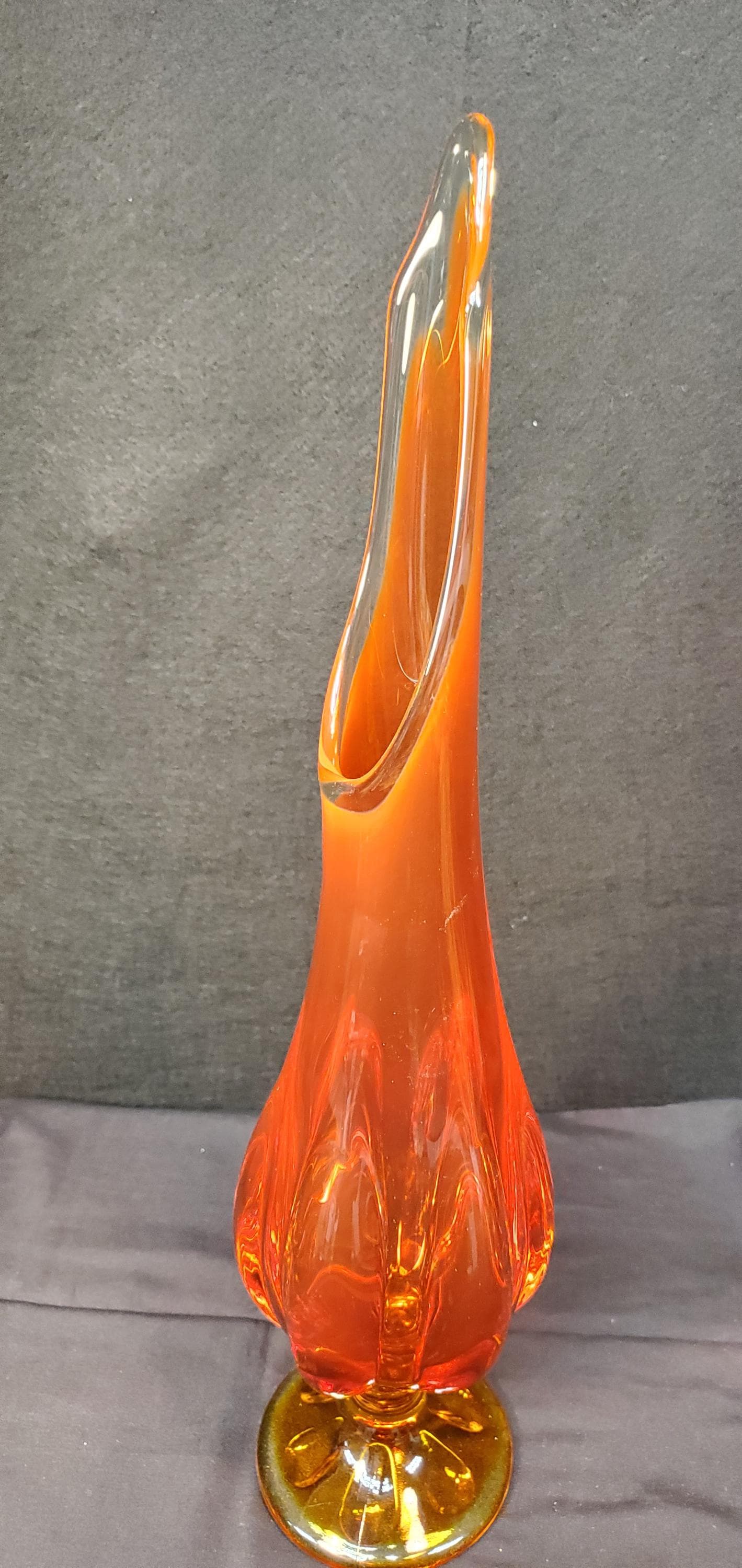 Viking Glass, Viking Epic 6 Pedestal Swung Glass Vase, Persimmon Viking ...