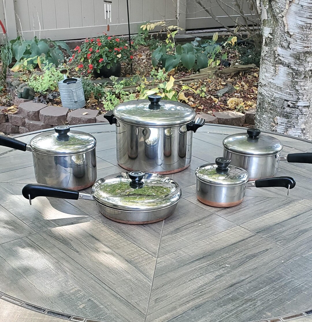 Revere Ware 10 Piece Set of Copper Clad Pans, 1801, Set of 5 Pans With ...