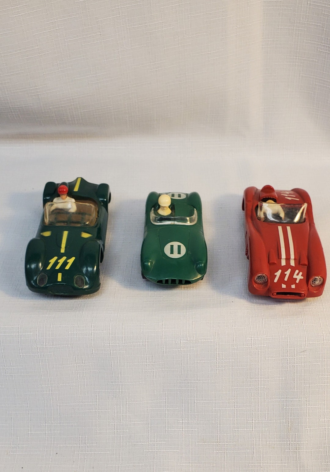 Vintage Set of 32 Marx Slot Race Cars, Red Ferrari, Green Maserati ...