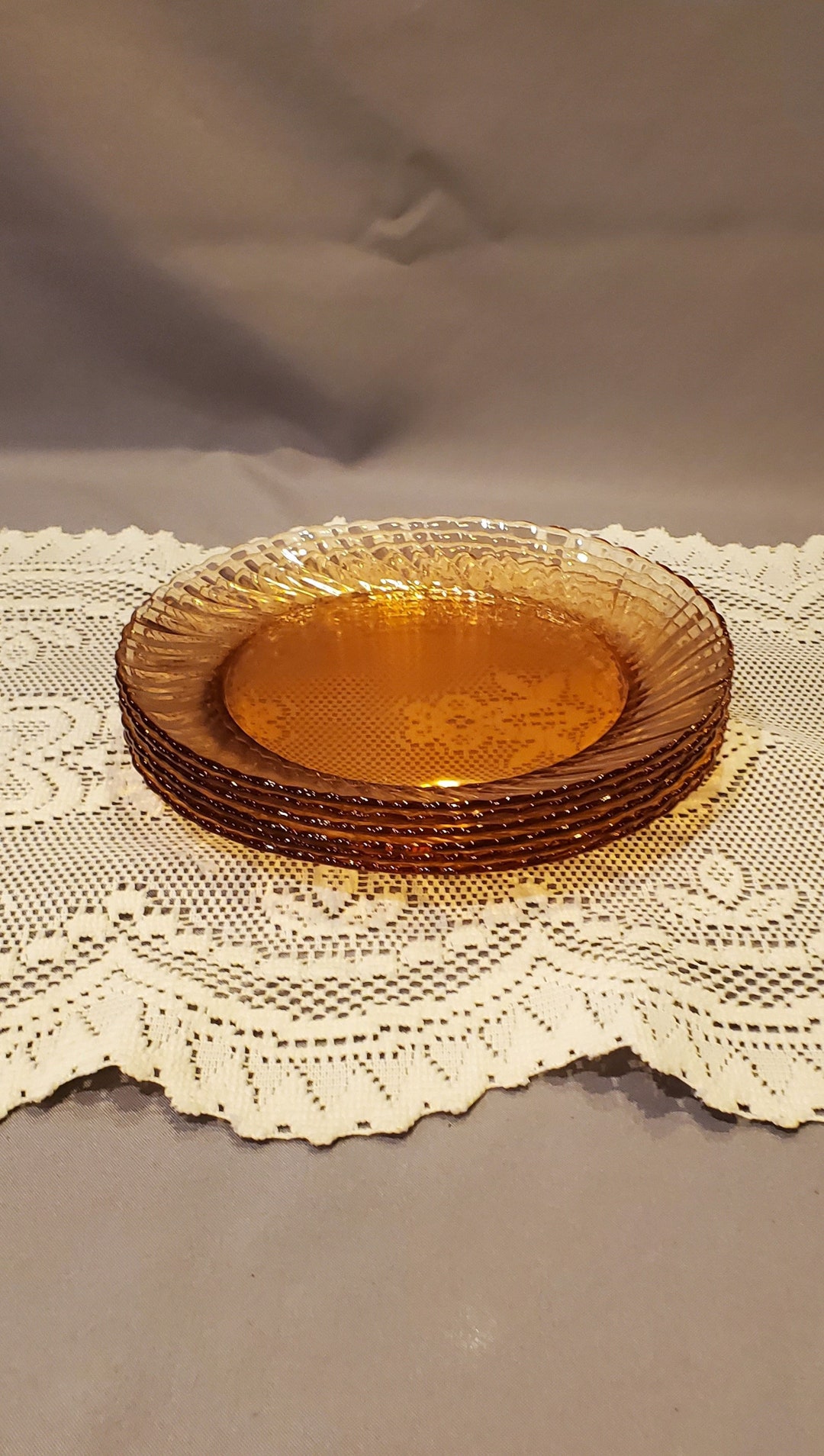 Six Piece Set of Arcoroc Rosaline Pink Swirl Dinner Plates, Vintage ...