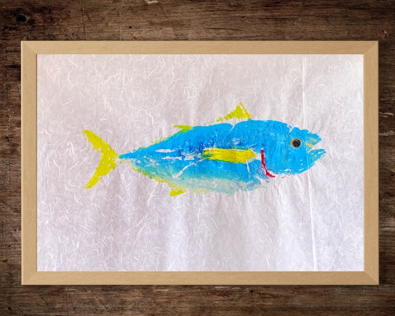 Fathersday Present Lifesize Yellowfin Tuna Original Wall Art Gyotaku ...