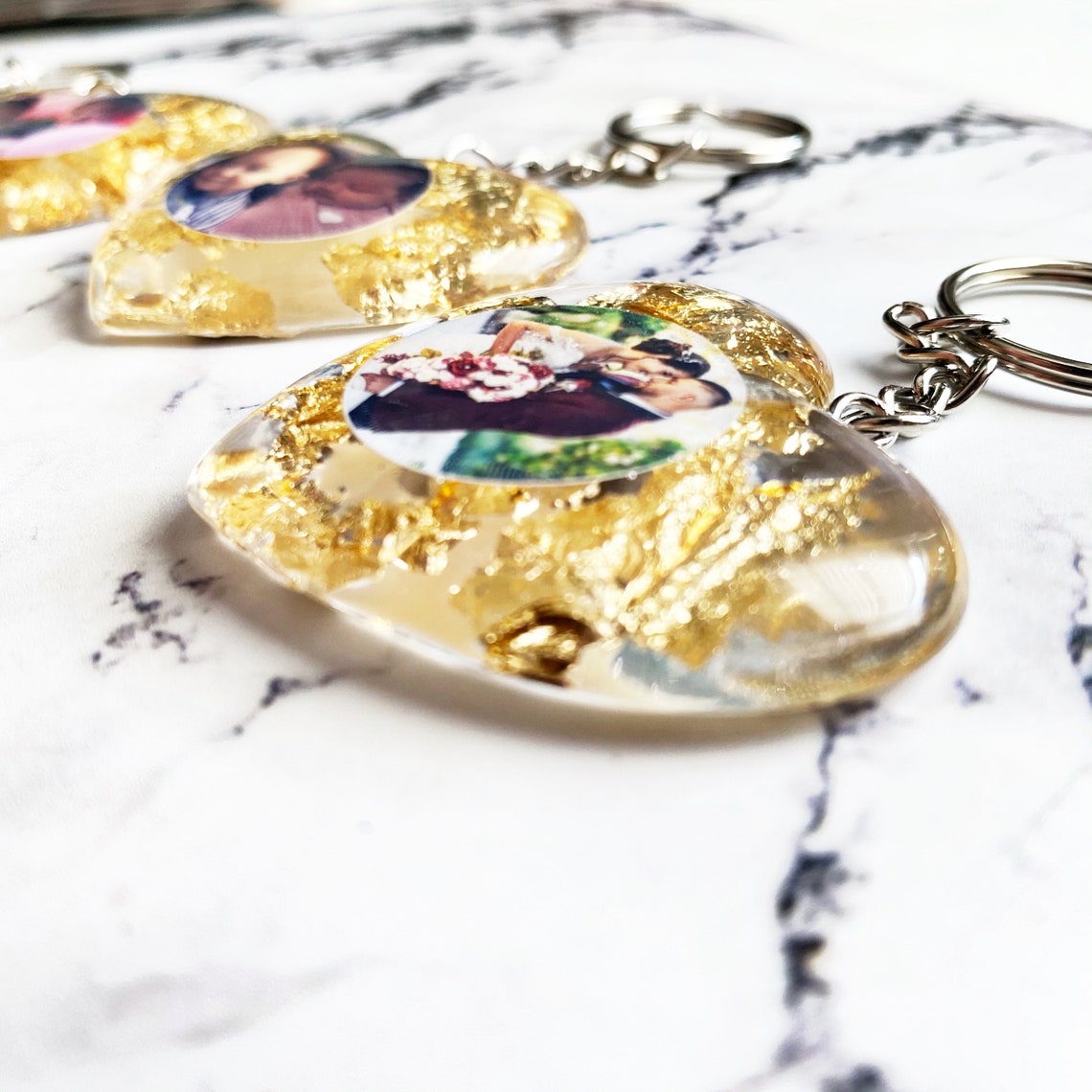 Heart Shape Custom Photo Keychain Resin Heart Keychain Heart - Etsy