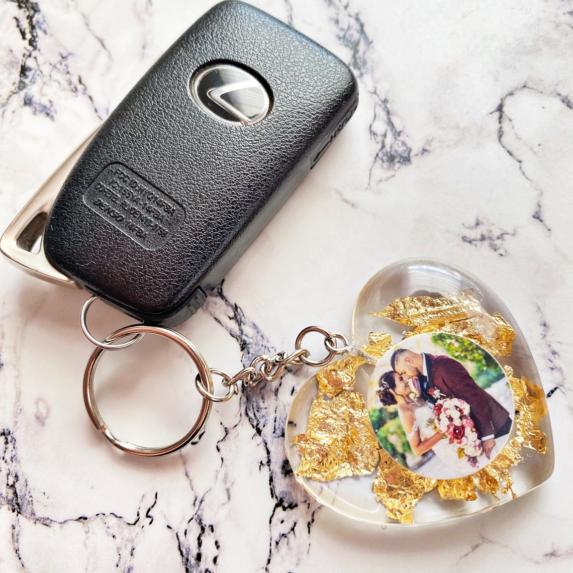 Heart Shape Custom Photo Keychain Resin Heart Keychain Heart - Etsy