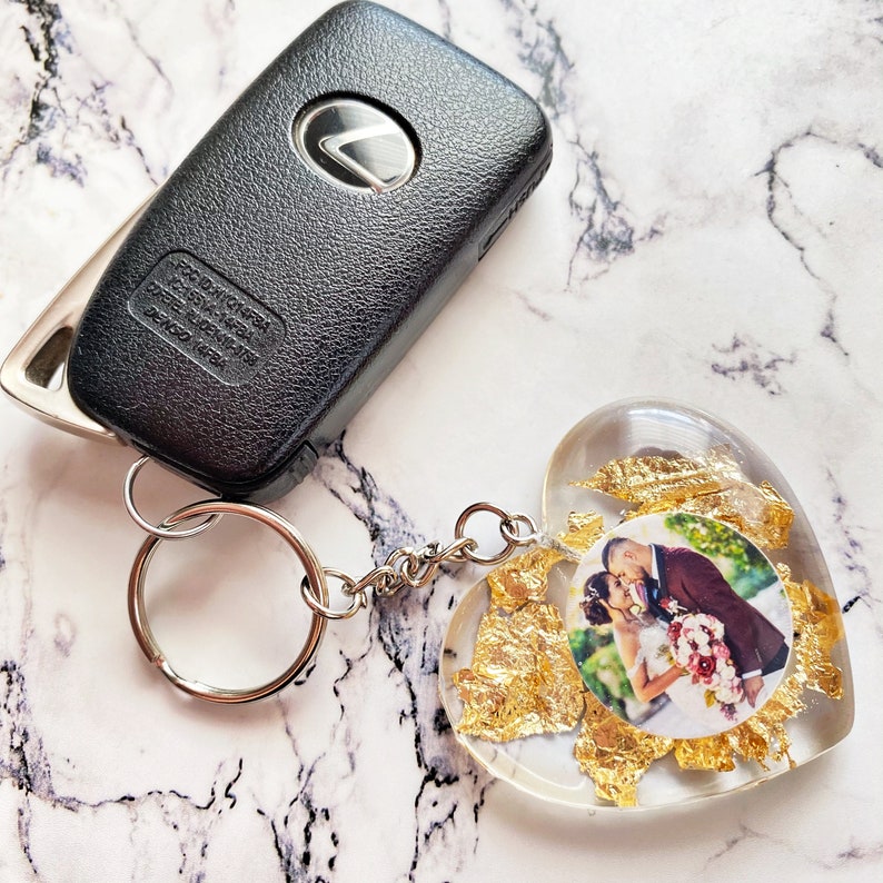 Heart Shape Custom Photo Keychain Resin Heart Keychain Heart - Etsy
