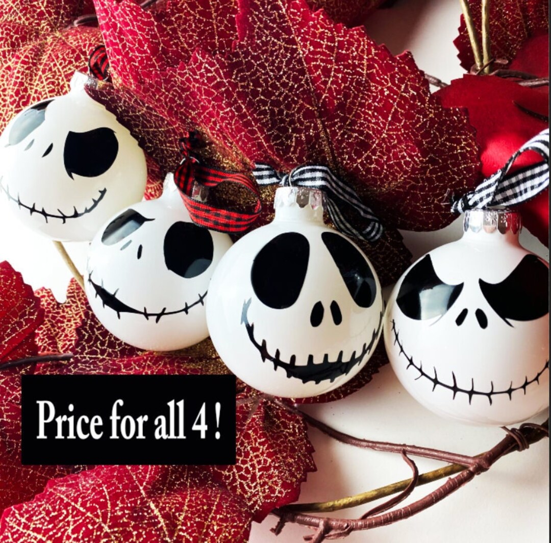 Jack Skellington Ornament Set 4 Glass the Nightmare Before - Etsy