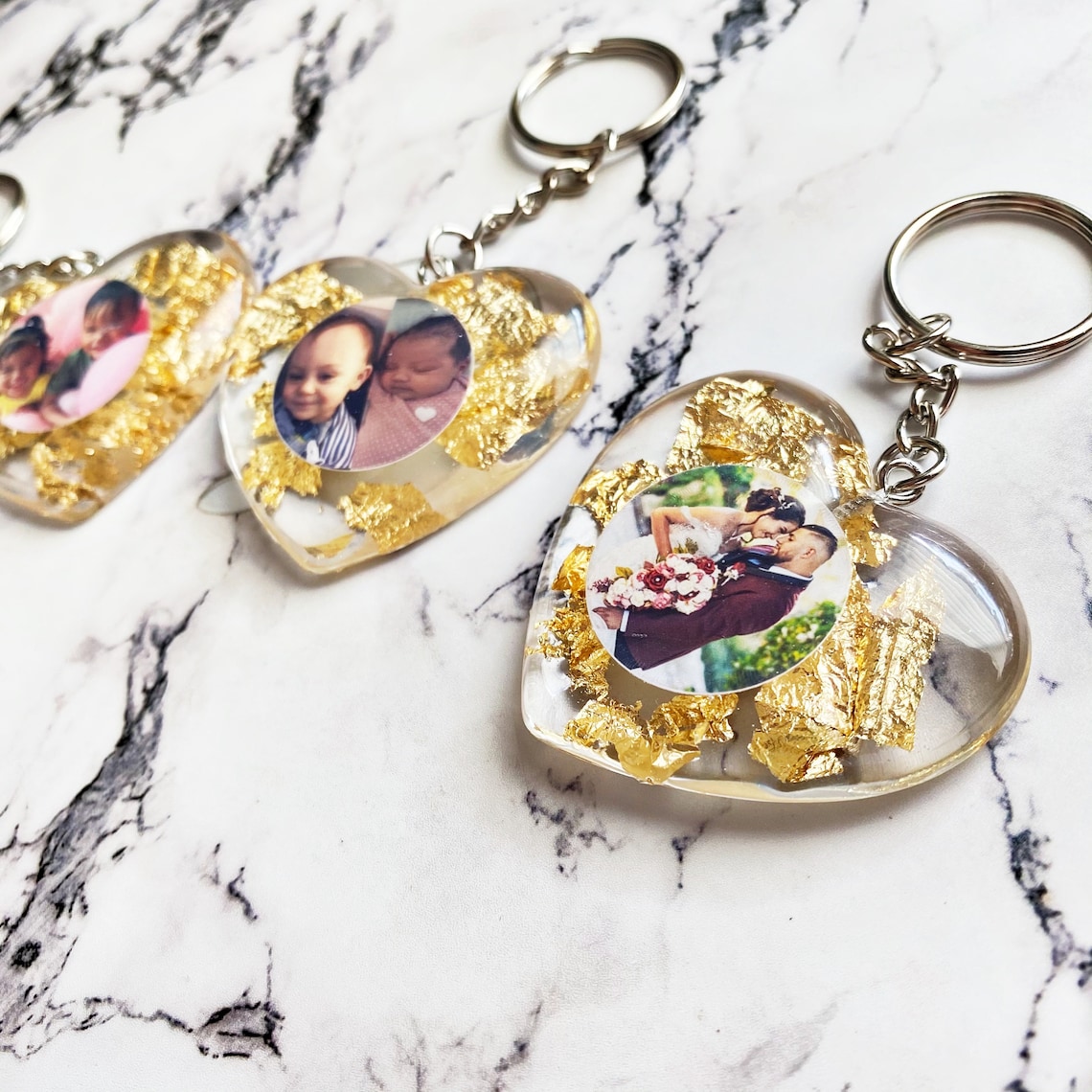 Heart Shape Custom Photo Keychain Resin Heart Keychain Heart - Etsy