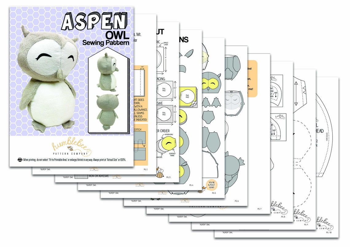 Stuffed Animal Sewing Patterns Owl and Duck PDF Instant | Etsy