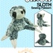 A4 Sloth Toy Sewing Pattern | Stuffed Animal Pattern | Two-toed Sloth ...