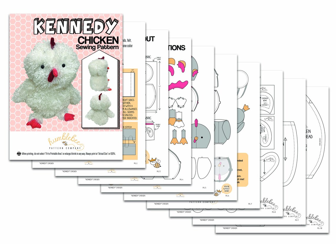 Chicken Sewing Pattern Rooster Farm Animal Pdf Instant | Etsy