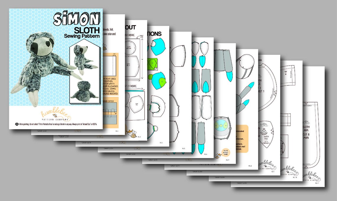 Sloth Toy Sewing Pattern Stuffed Animal Pattern Two-toed - Etsy