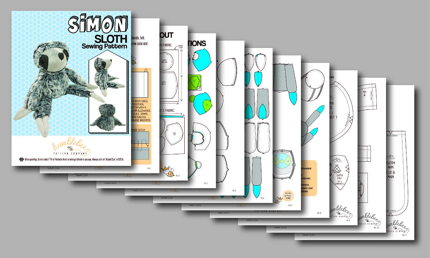 Sloth Toy Sewing Pattern Stuffed Animal Pattern Two-toed | Etsy