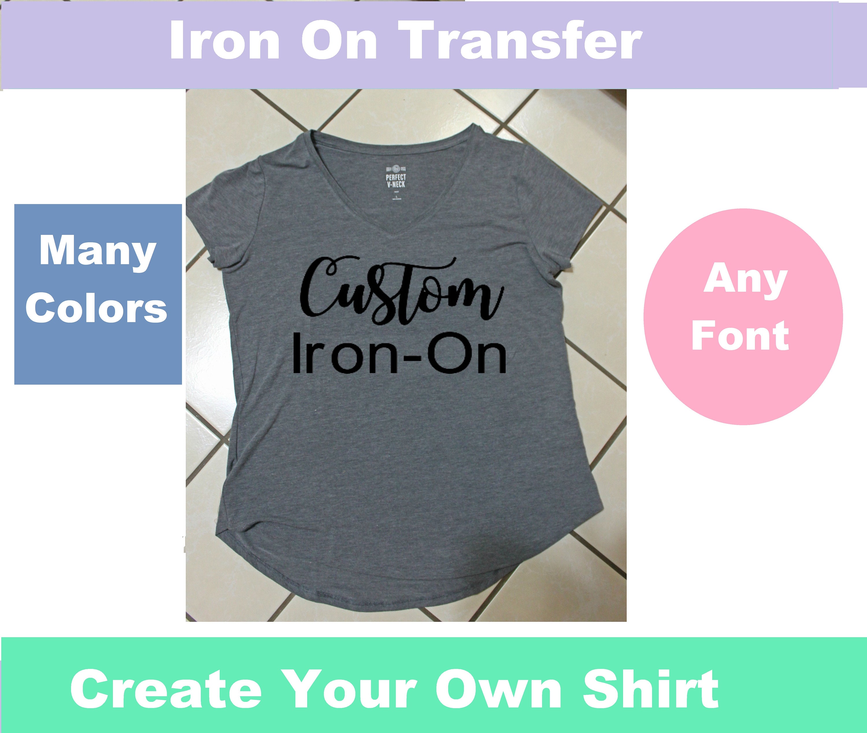 Custom Iron On Vinyl Custom Iron On Letters DIY Shirt | Etsy