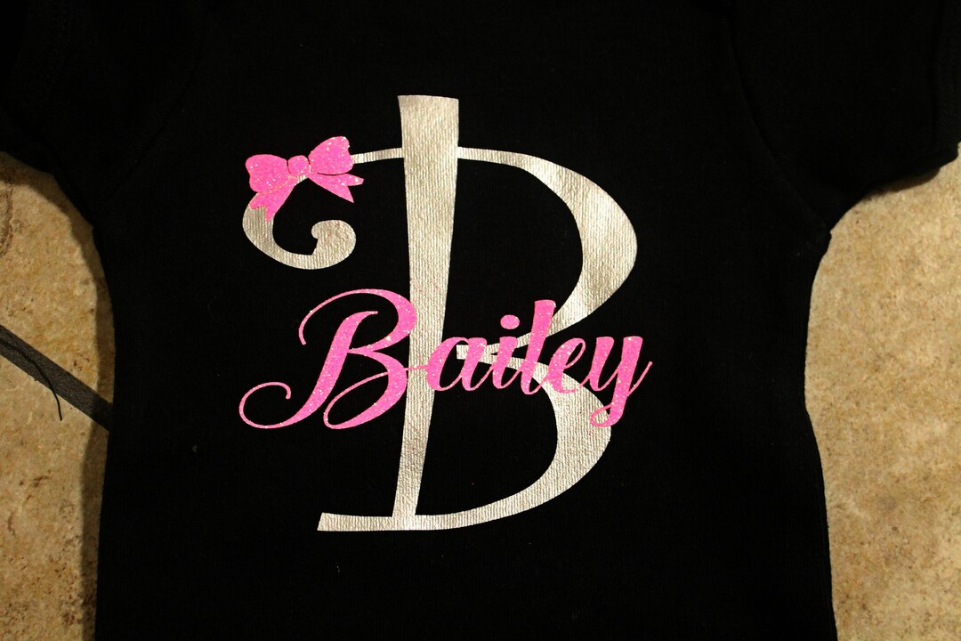 Baby Girls Monogram Shirt - Vinyl Monogram Tee - Name T-shirt - Girls ...