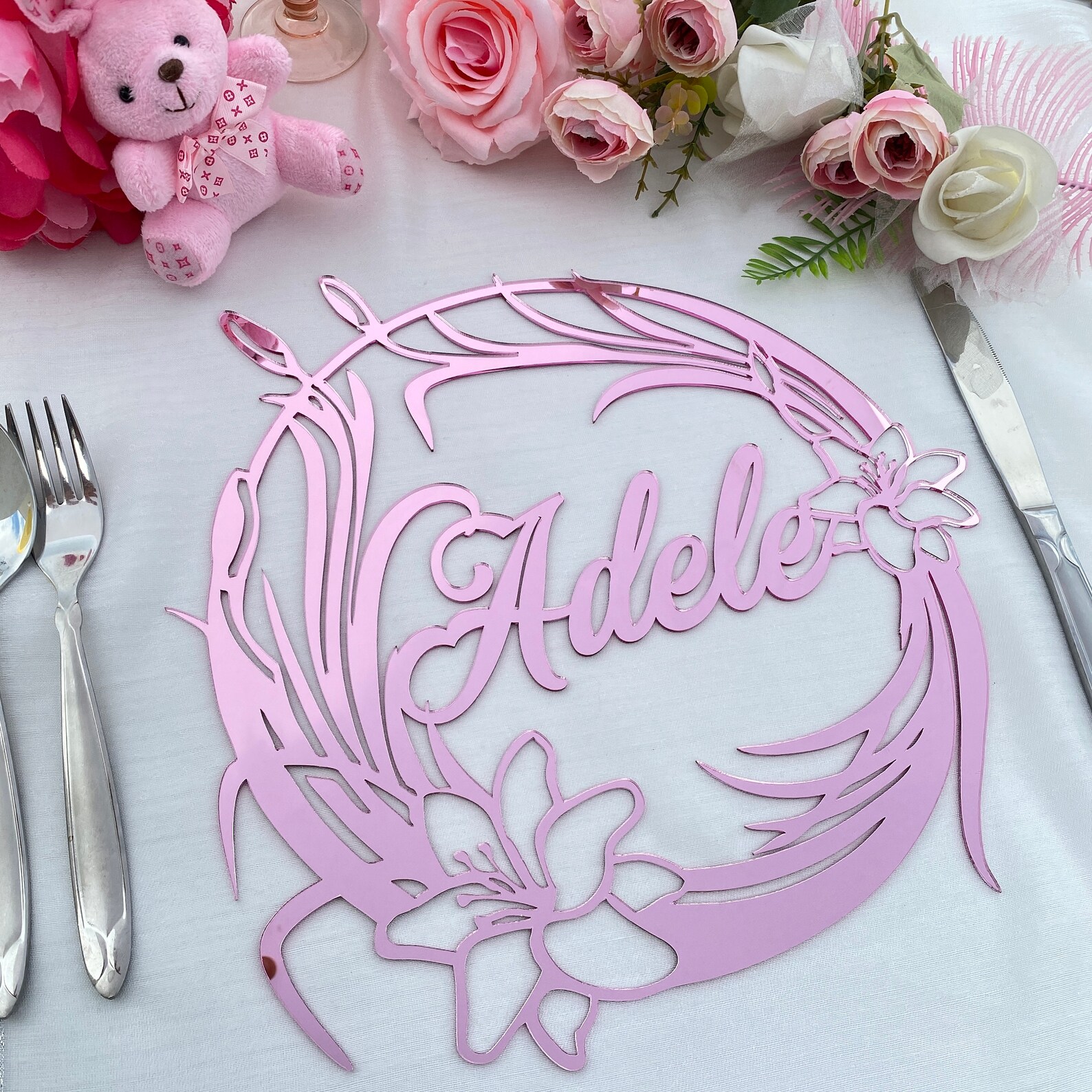 Pink Custom Charger Plate Personalized Table Decor Baby - Etsy