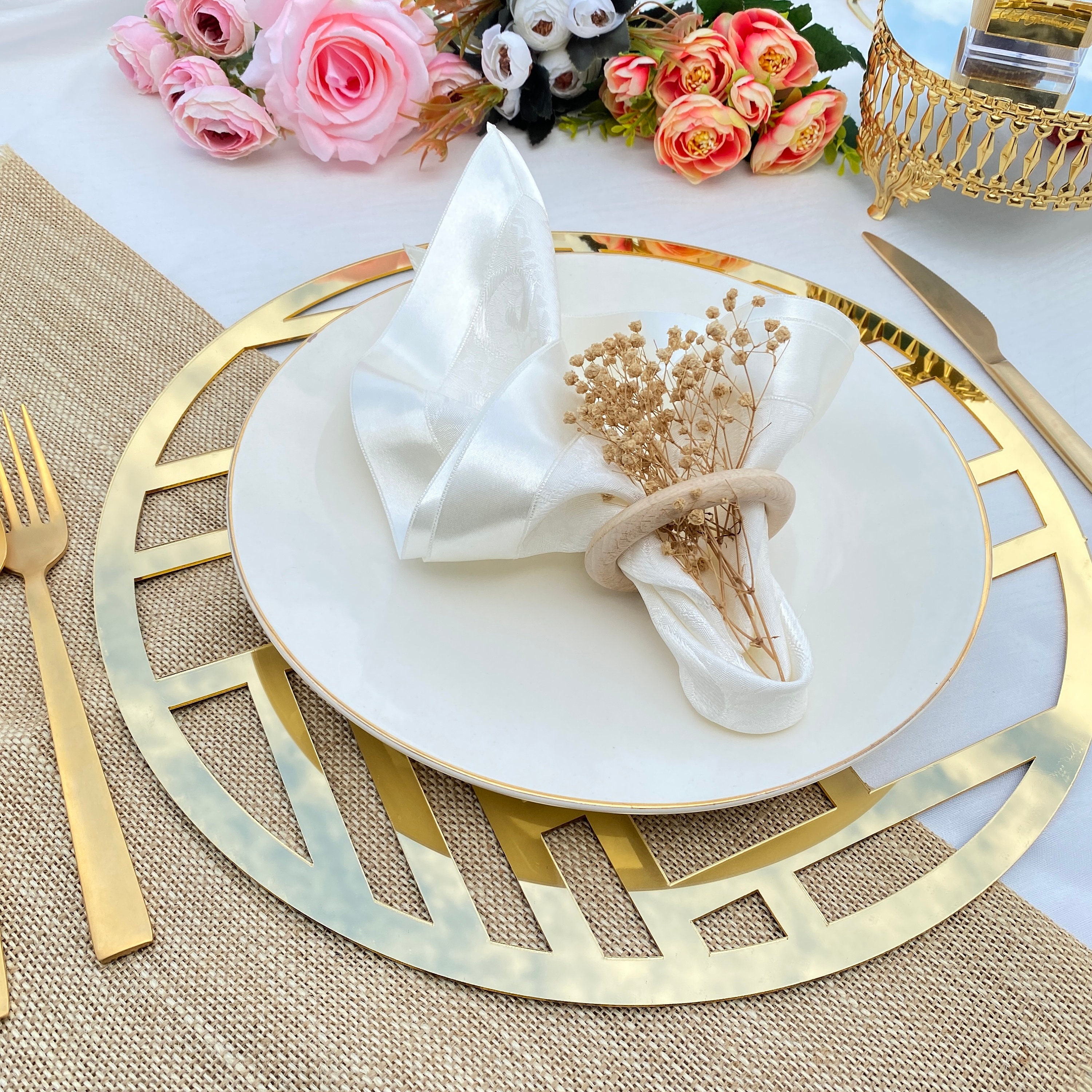 White Plates Table Setting