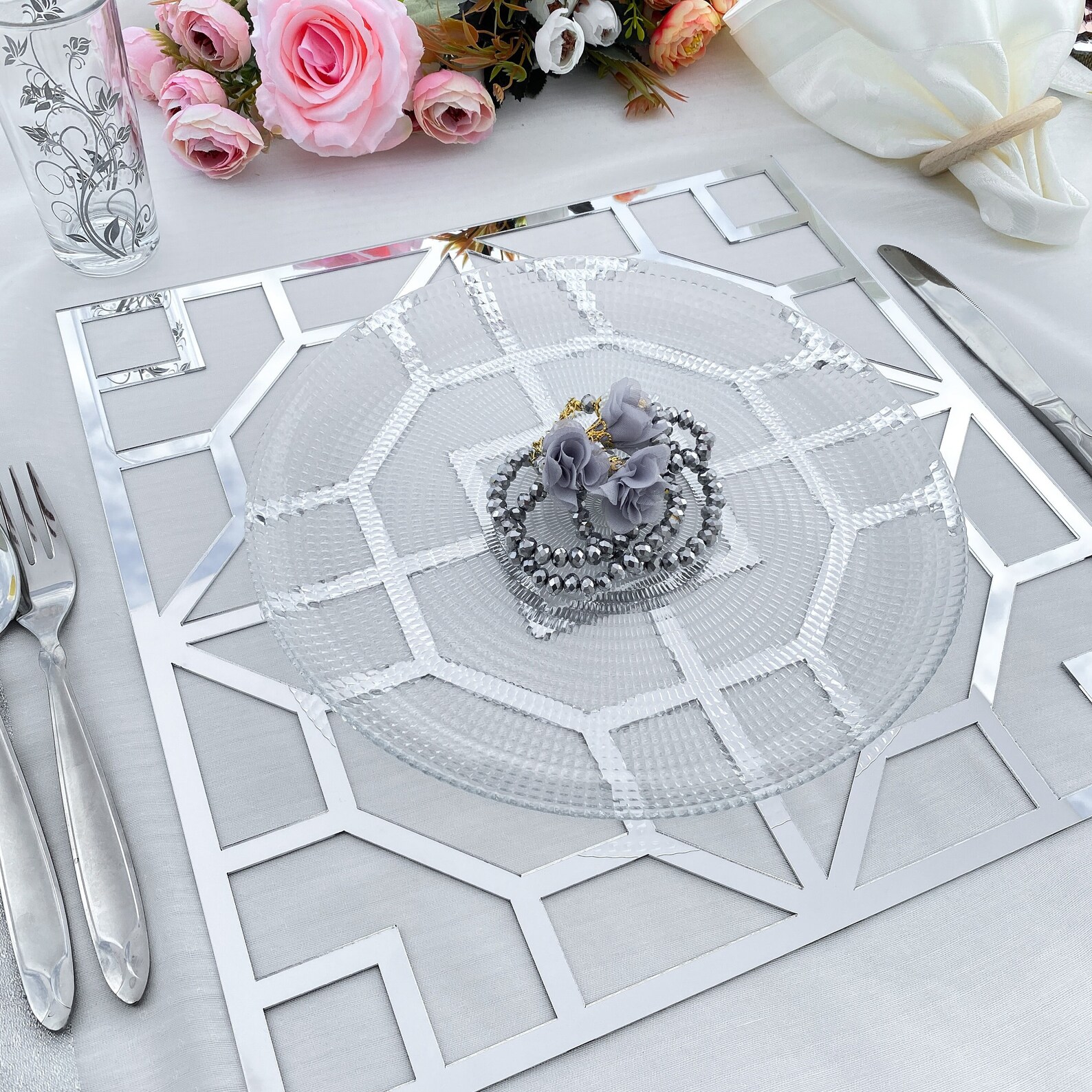 Square Charger Plate Geometric Placemats Wedding Plates - Etsy