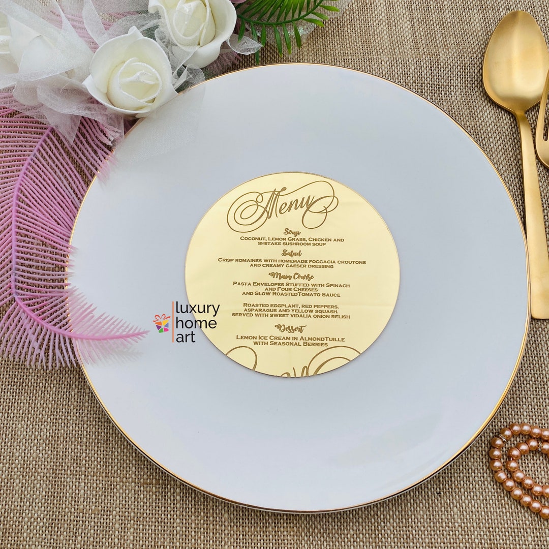 Gold Acrylic Menu Card, Table Centerpieces, Wedding, Baby Shower ...