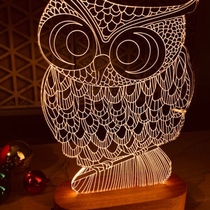 Gift for Him, Owl Led Light, Owl Lover Gift, 3d Night Lamp, 3d Led Lamp ...