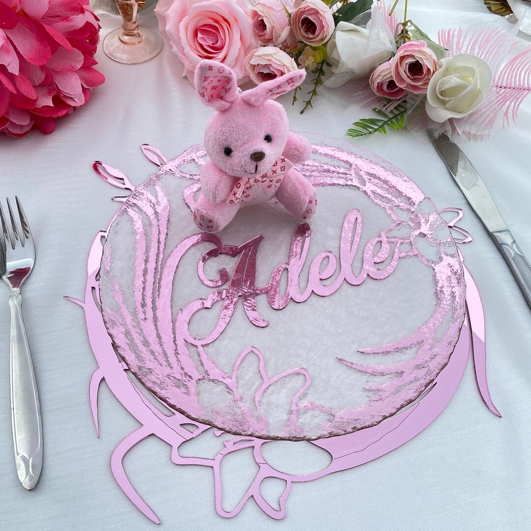 Pink Custom Charger Plate, Personalized Table Decor, Baby Shower Decor ...