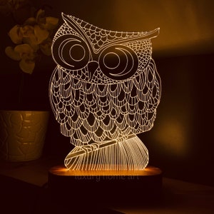 Gift for Him, Owl Led Light, Owl Lover Gift, 3d Night Lamp, 3d Led Lamp ...