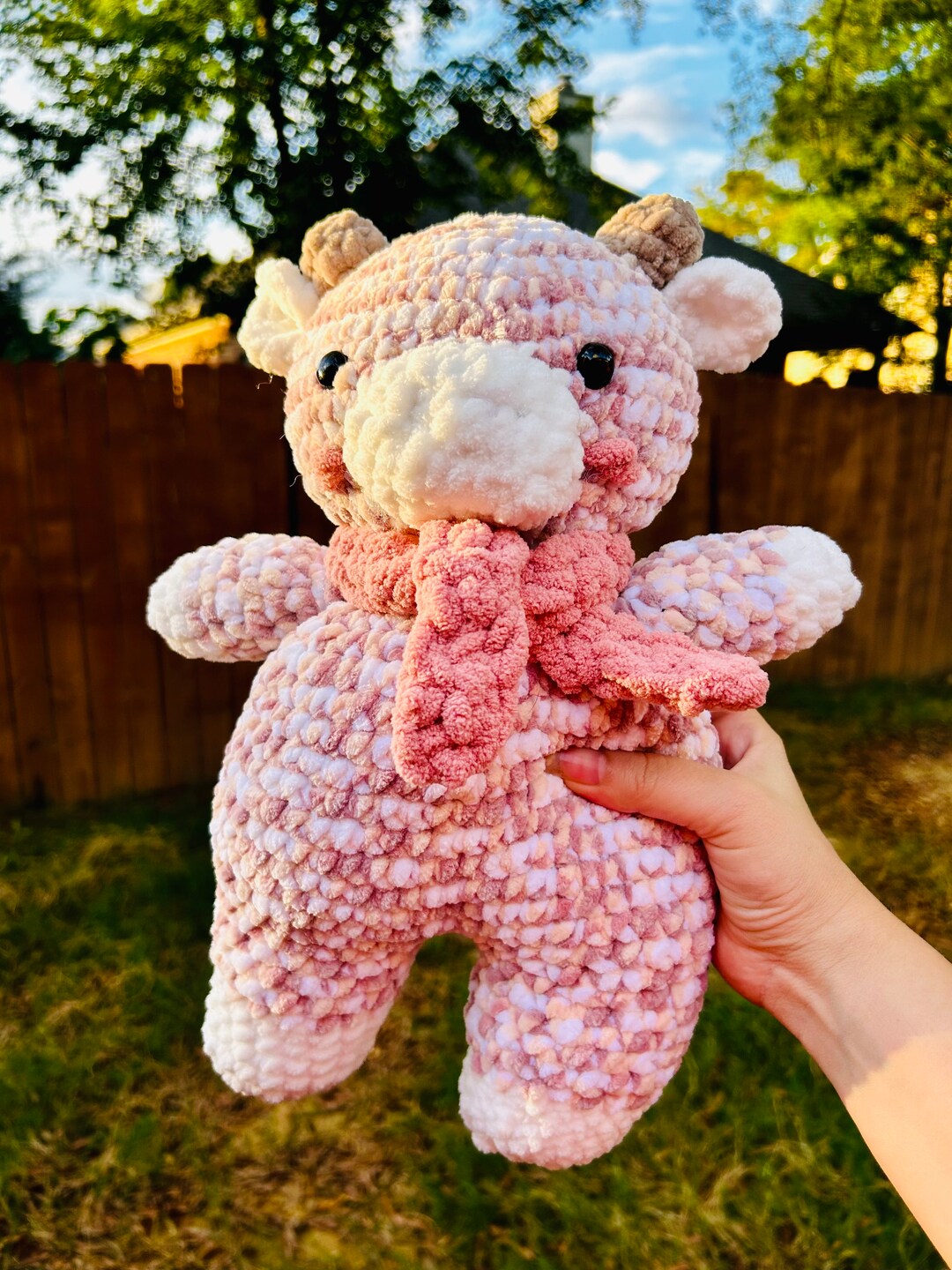 Jumbo crochet Strawberry Milkshake Cow Amigurumi - Etsy