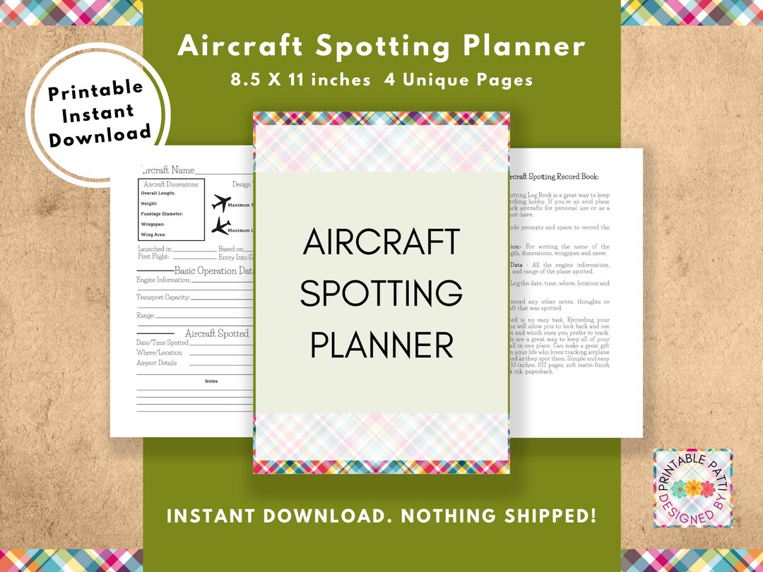 Aircraft Spotting Log Book: Aviation Spotter Record (digital Download ...