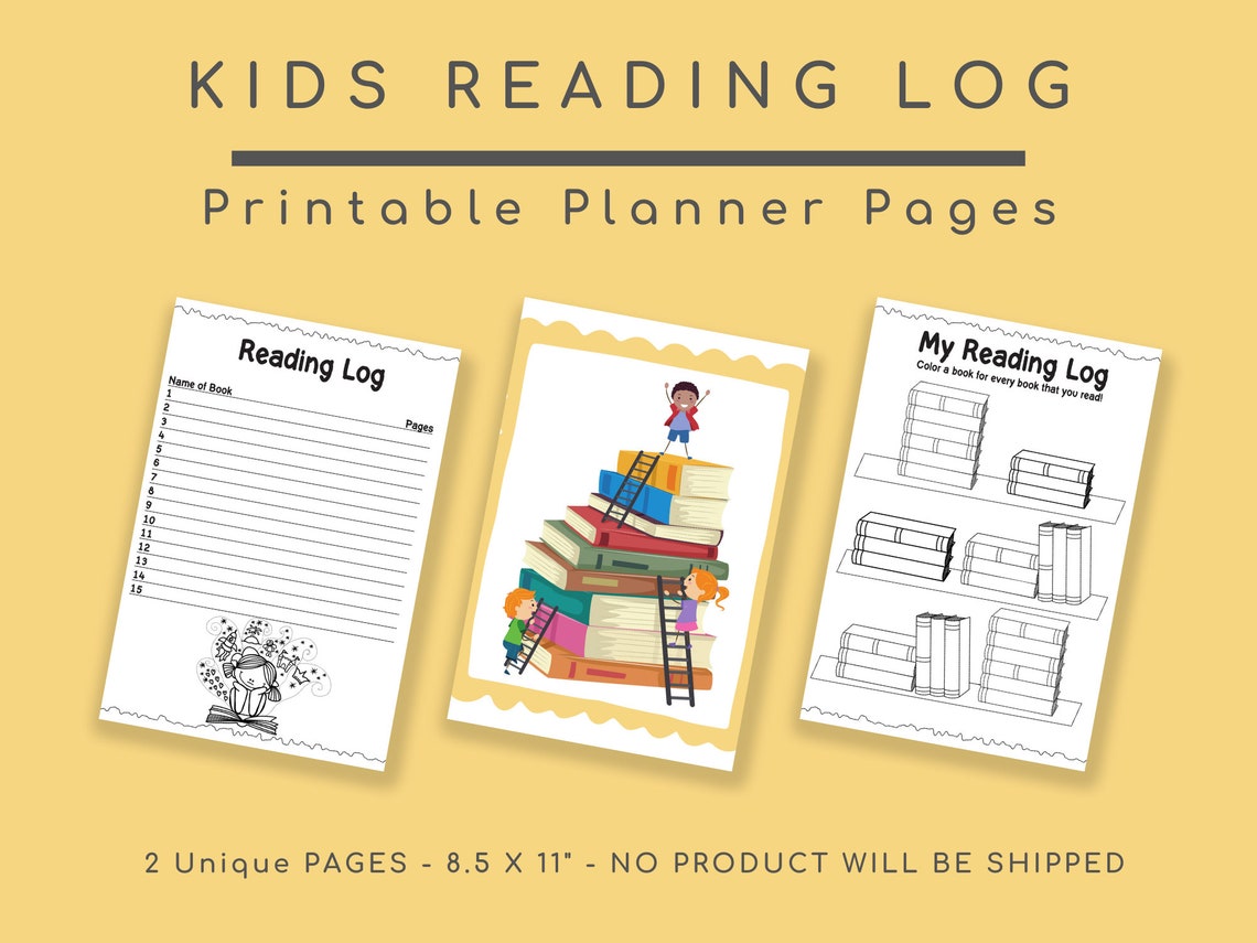 Reading Log for Kids Printable Journal Book Tracker | Etsy