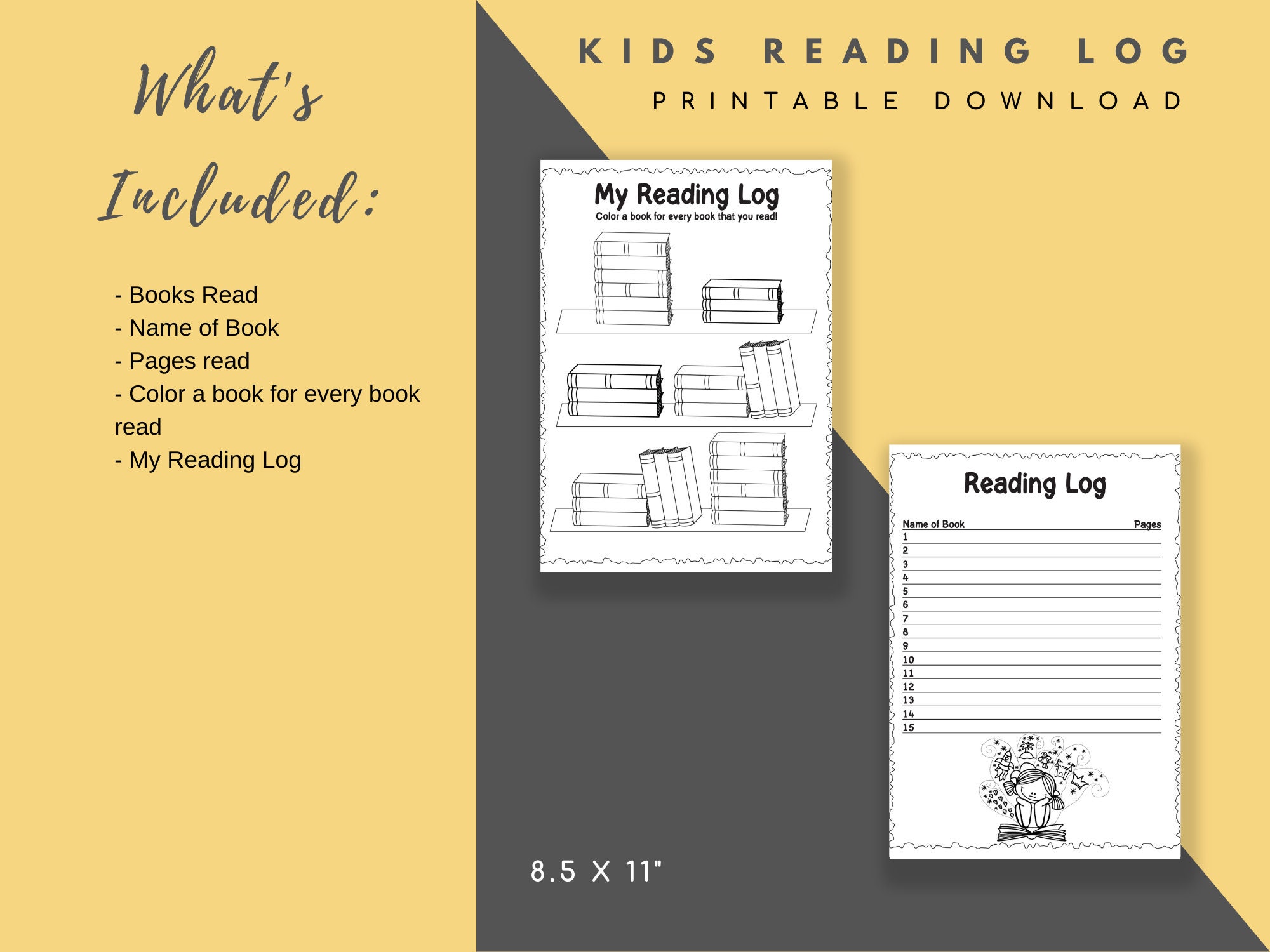 Reading Log, for Kids, Printable Journal, Book Tracker, Homeschool ...