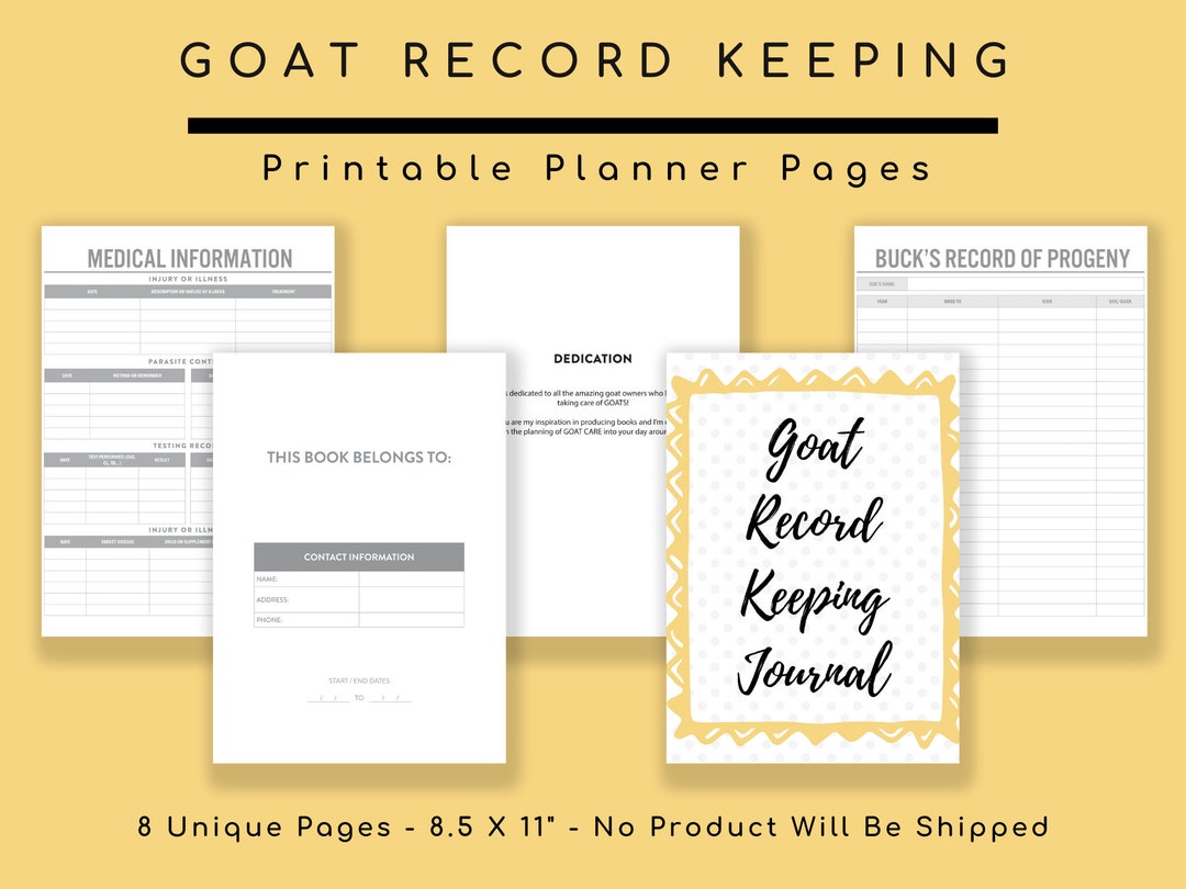 Goat Record Keeping Planner: Herd Management Printable (digital ...