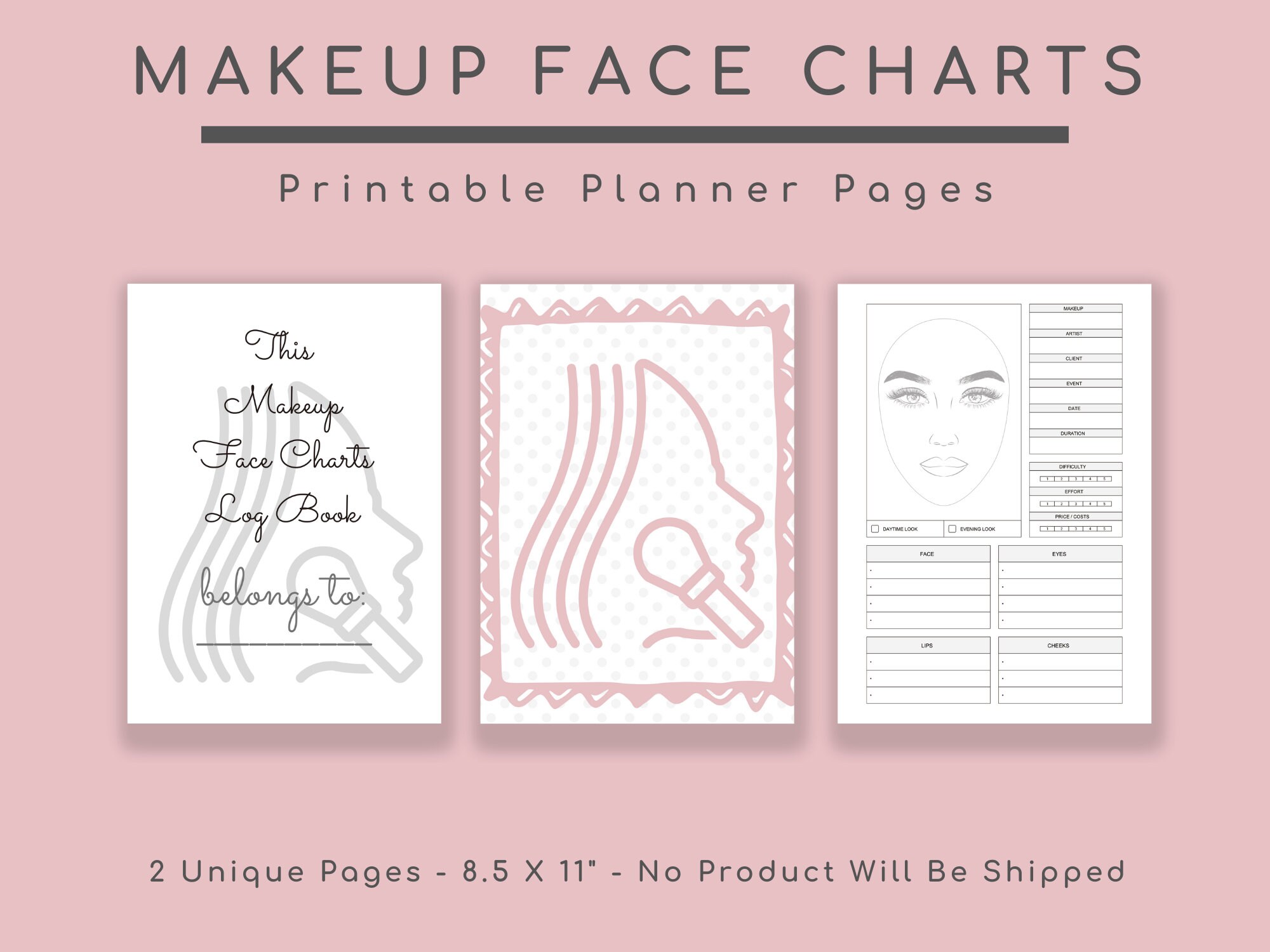 Makeup Face Chart Template Artist Printable Practice Sheet - Etsy