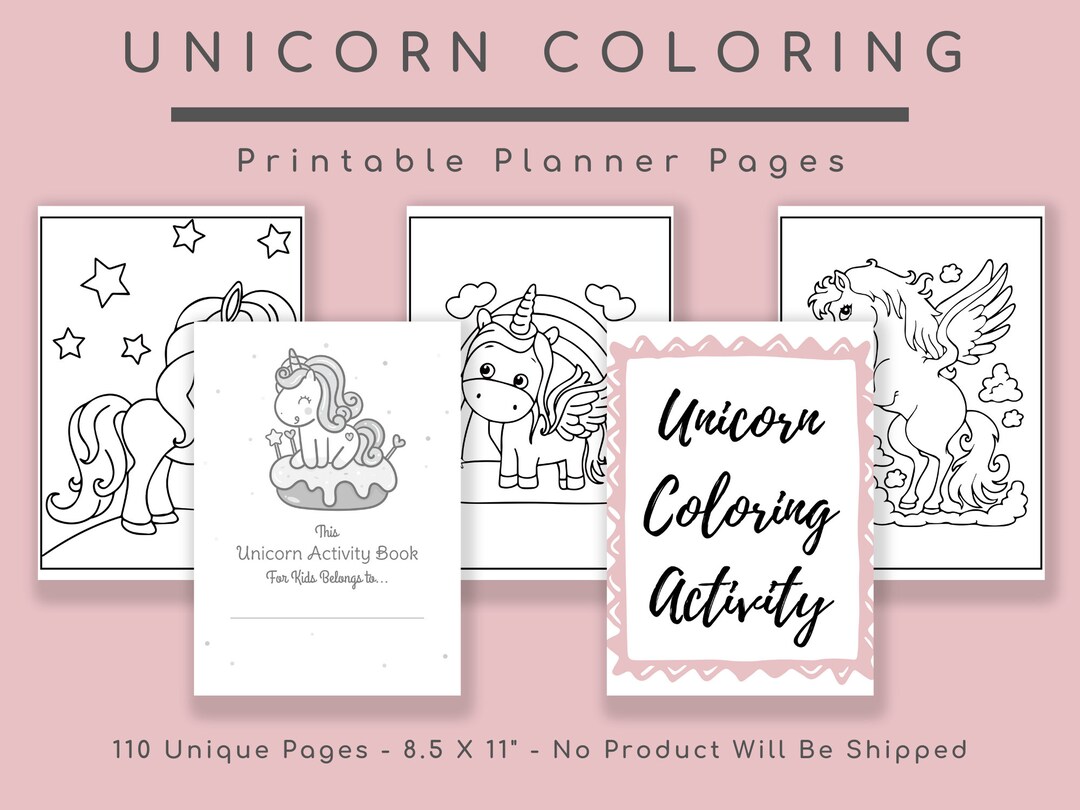 Unicorn Coloring, Printable Pages, Party Activity, Kids Fantasy Sheets ...